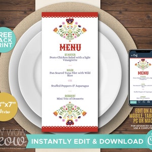 Fiesta Wedding Menu Dinner Template Rustic Package INSTANT DOWNLOAD Set ...