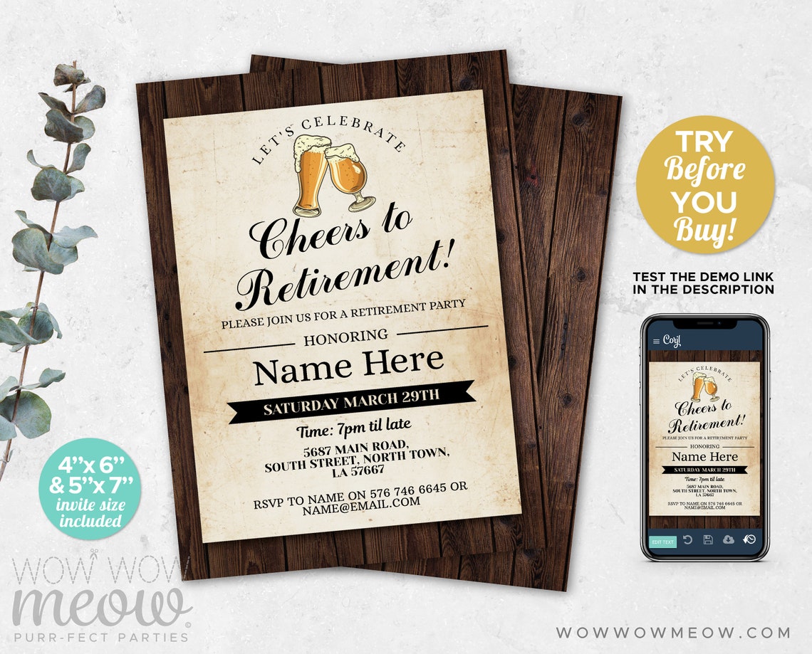 Cheers to Retirement Invitation Beers Retired Invite Letter | Etsy