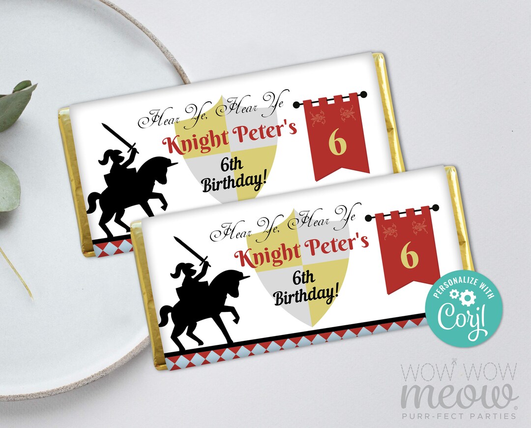 Knights Birthday Chocolate Bar Wrapper Middle Ages Medieval Horse ...