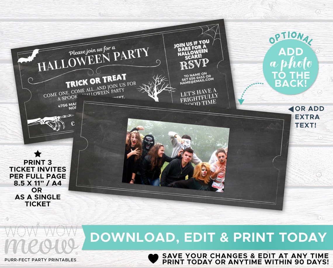Halloween Invitations Gothic Party Invite Printable Ticket | Etsy