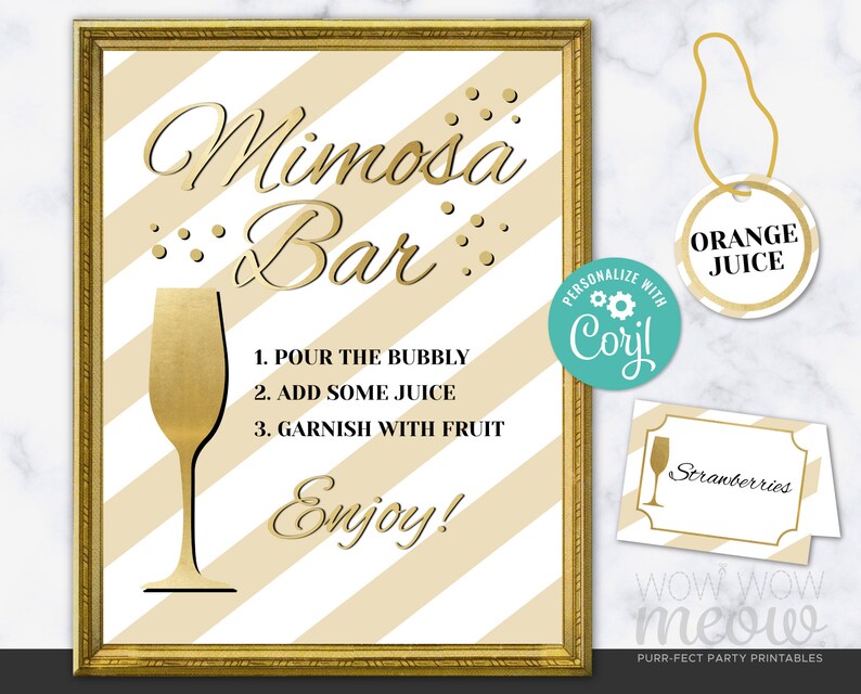 MIMOSA BAR Sign Tags & Tents Signs Printables Elegant Cream - Etsy