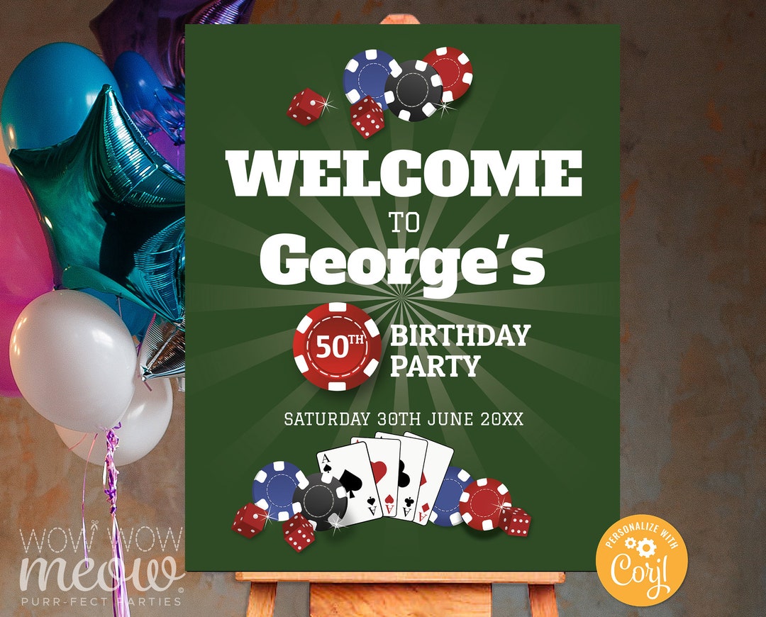 Las Vegas Birthday Sign Editable Welcome 16 X 20 Inches Large Party Any ...