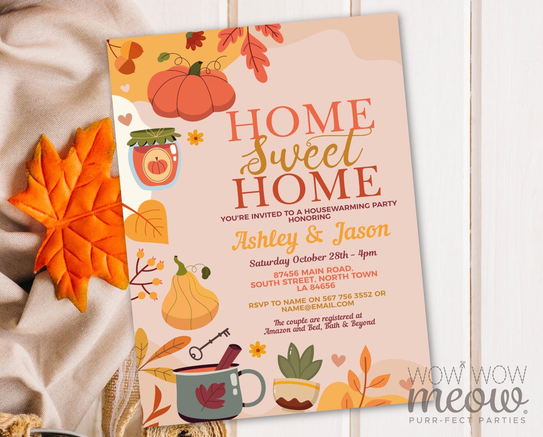 Editable Pumpkin Housewarming Invite | New House Fall Invitation | Home ...