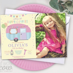 Camper Van Birthday Invitation Photo Campers INSTANT DOWNLOAD Girls ...