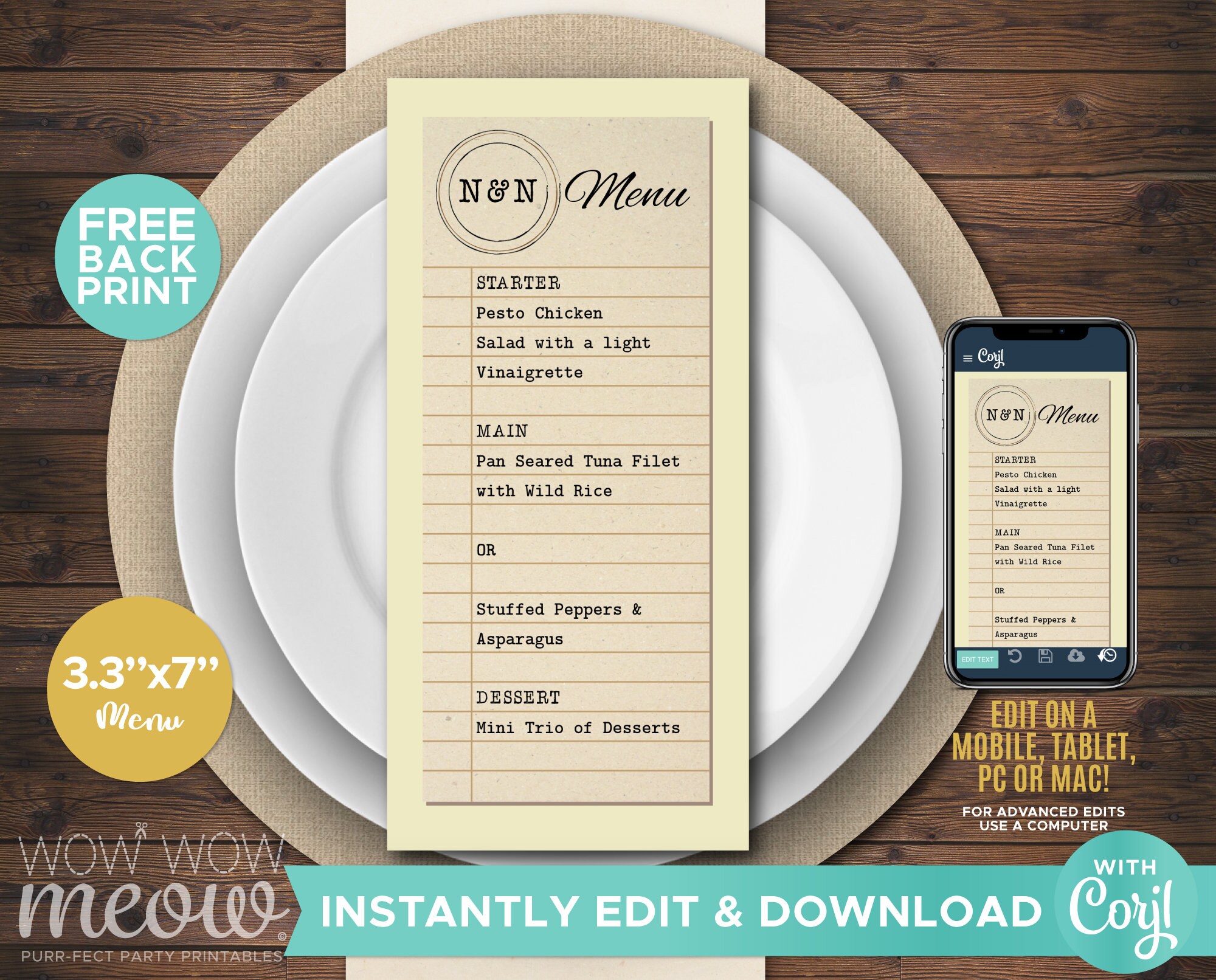 Library Menu Dinner Book Club Template INSTANT DOWNLOAD Yellow | Etsy