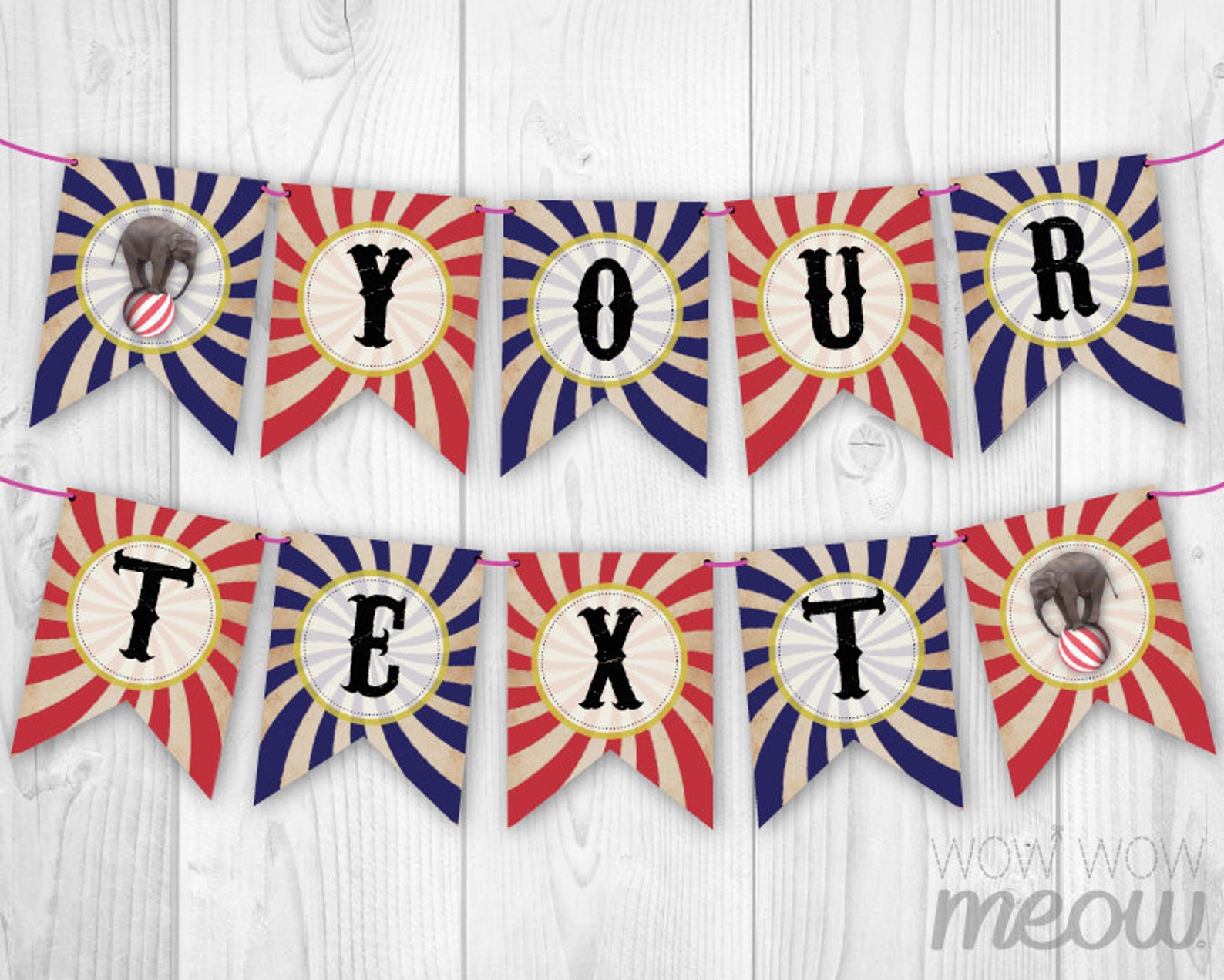 Vintage Circus Carnival Party Banner INSTANT DOWNLOAD Red Blue | Etsy