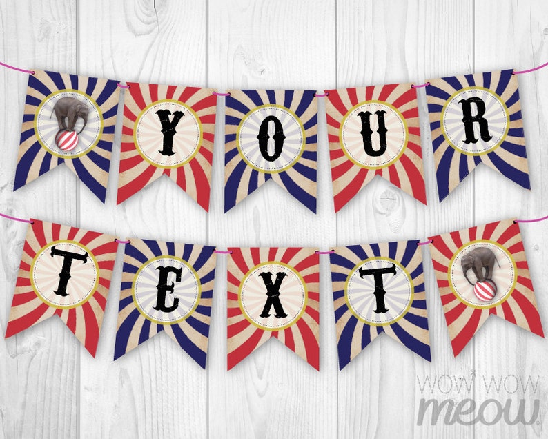 Vintage Circus Carnival Party Banner INSTANT DOWNLOAD Red Blue | Etsy