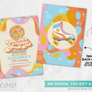 Disco Party Birthday Invitation 1970's Editable Retro Groovy Hippie ...