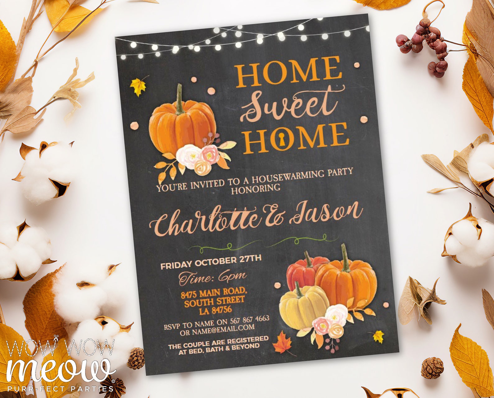 Fall Housewarming Invite New House Invitation Home Sweet Home Couples ...