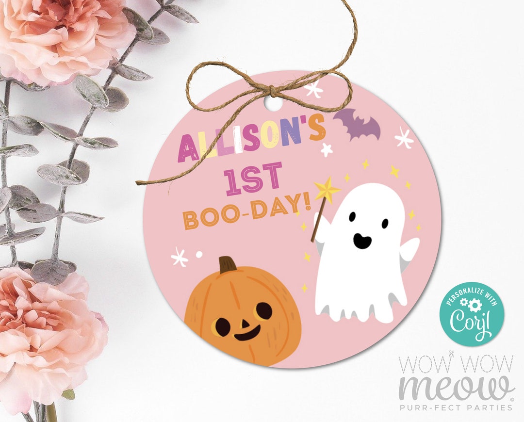 Halloween Thank You Tags Party Birthday Spooky One Cute Pumpkin Ghost ...