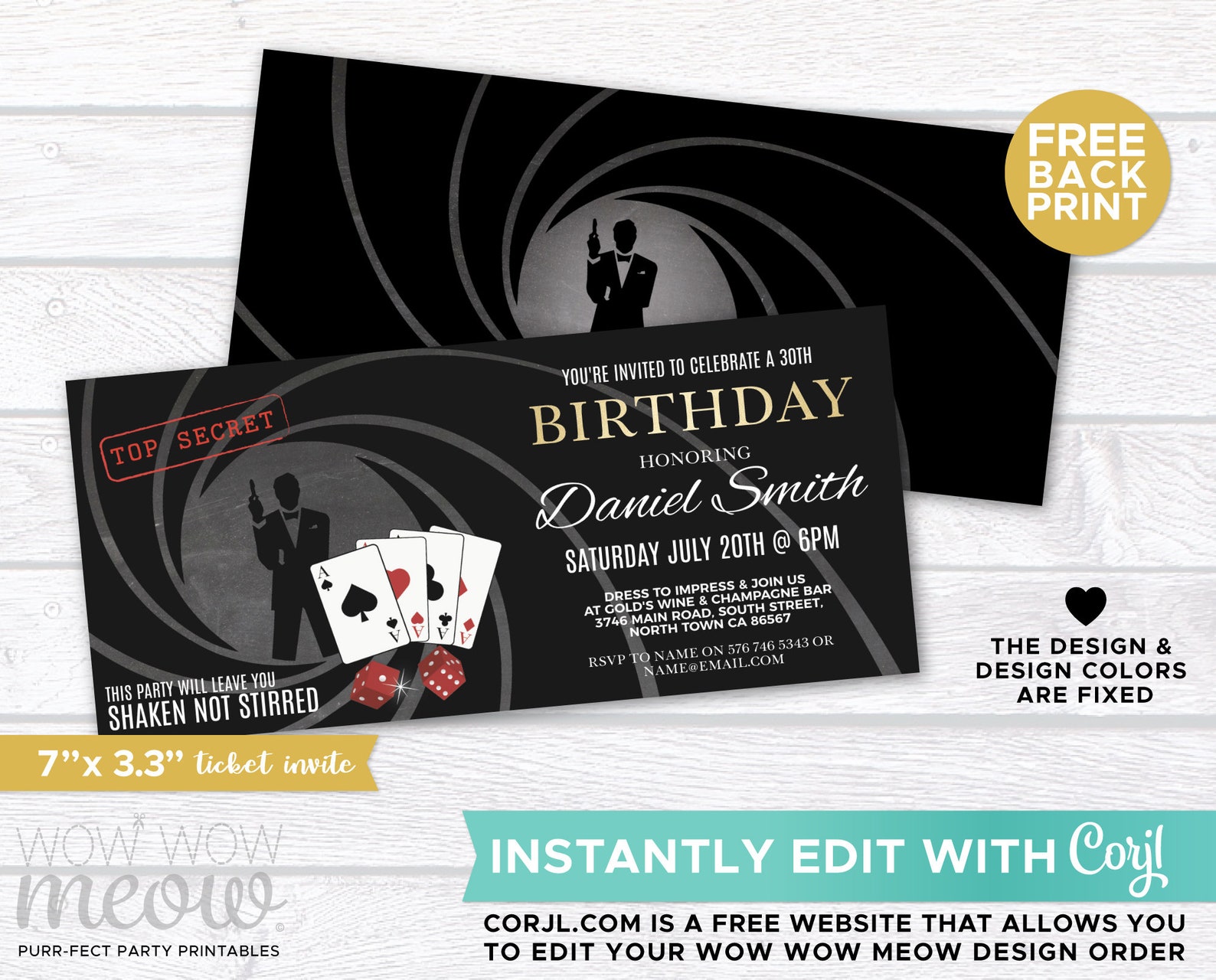 Surprise Secret Agent Invitations Spy Bond Invites INSTANT DOWNLOAD 007 ...