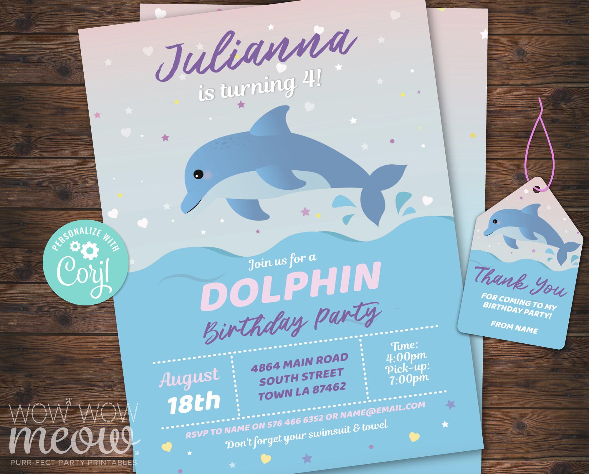 Dolphin Party Invitation Dolphins Birthday Invite Sea Ocean - Etsy