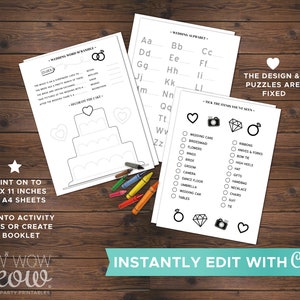 Wedding Coloring Book Children's Activity Sheets Booklet Printable ...