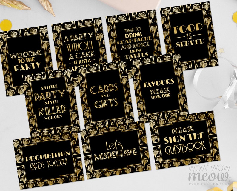 Art Deco Signs Welcome 1920s Poster Birthday Party Twenties 8.5 X 11 ...