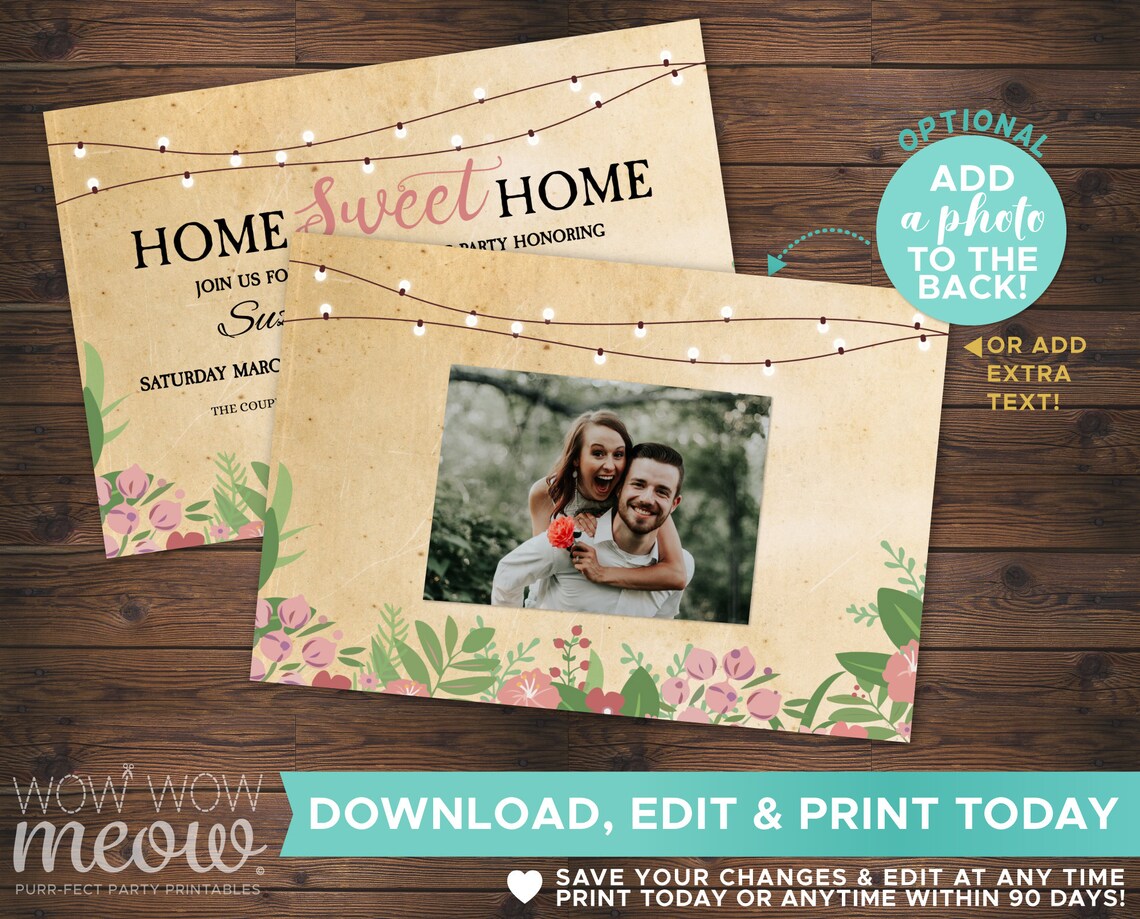 Housewarming Invitation Home Sweet Rustic Home New House | Etsy