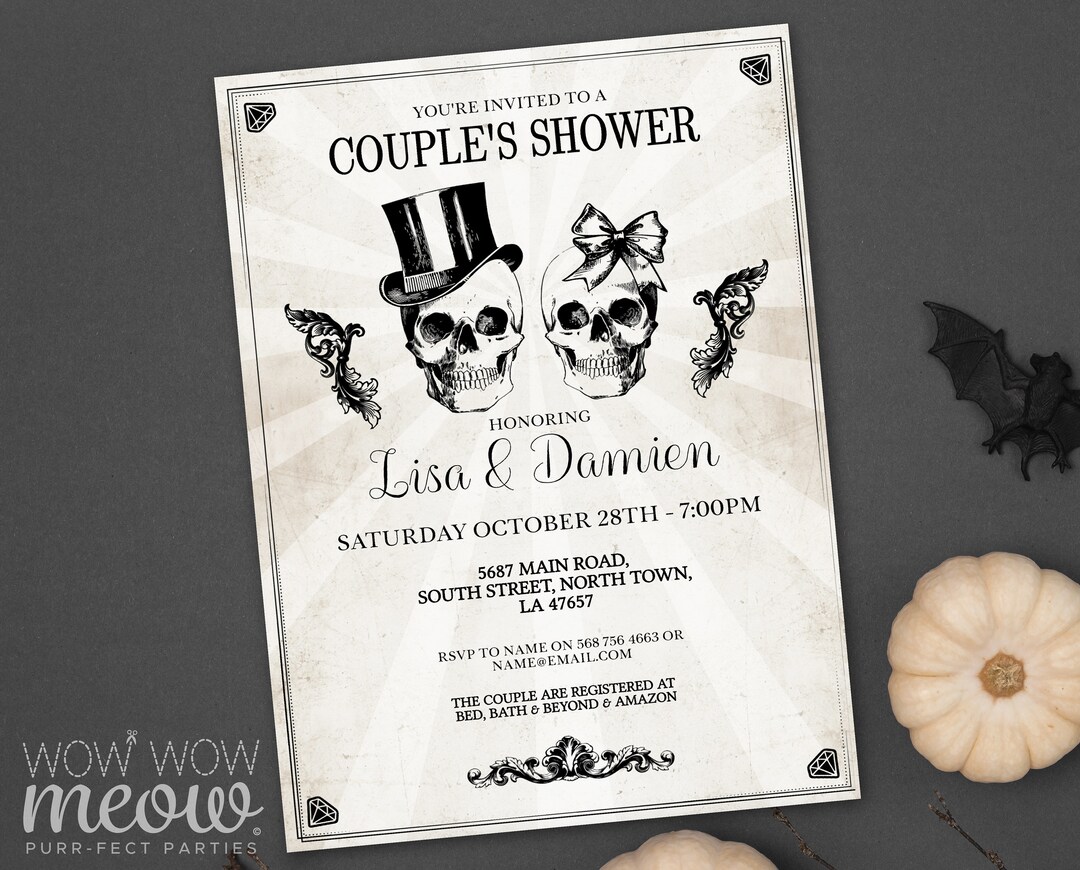 Skull Engagement Invite Couples Shower Cream Party Invitation INSTANT ...
