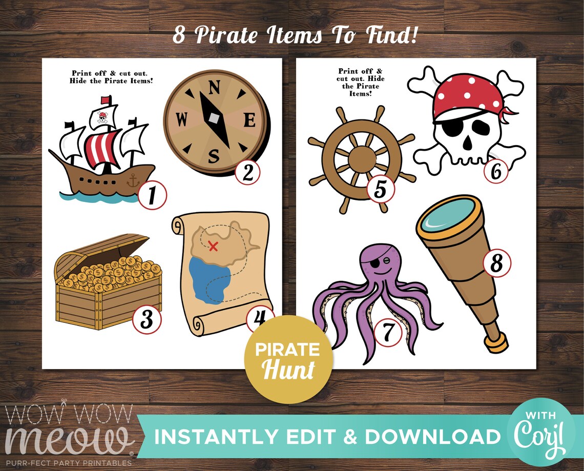 Pirate Scavenger Hunt Activity Sheet Treasure Ship Game - Etsy Canada