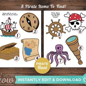 Pirate Scavenger Hunt Activity Sheet Treasure Ship Game INSTANT ...