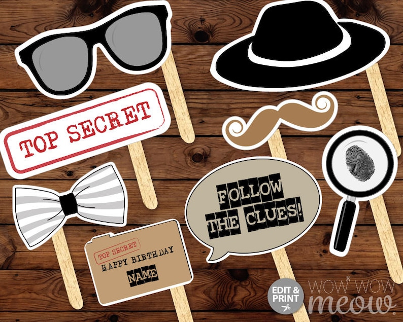 Secret Agent Spy Photo Props INSTANT DOWNLOAD Decoration | Etsy