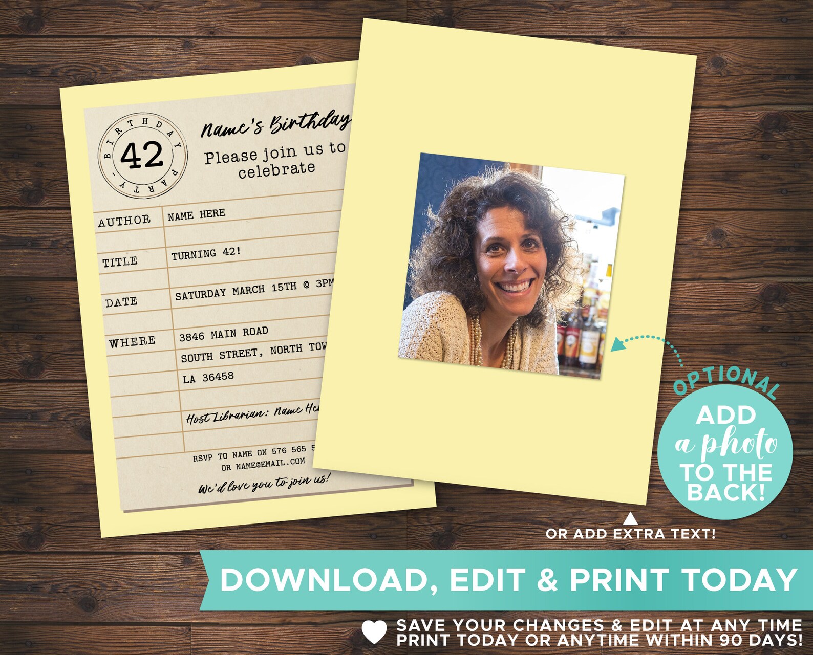 Library Card Birthday Party Invitation INSTANT DOWNLOAD Reading Books ...