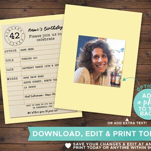 Library Card Birthday Party Invitation INSTANT DOWNLOAD Reading Books ...