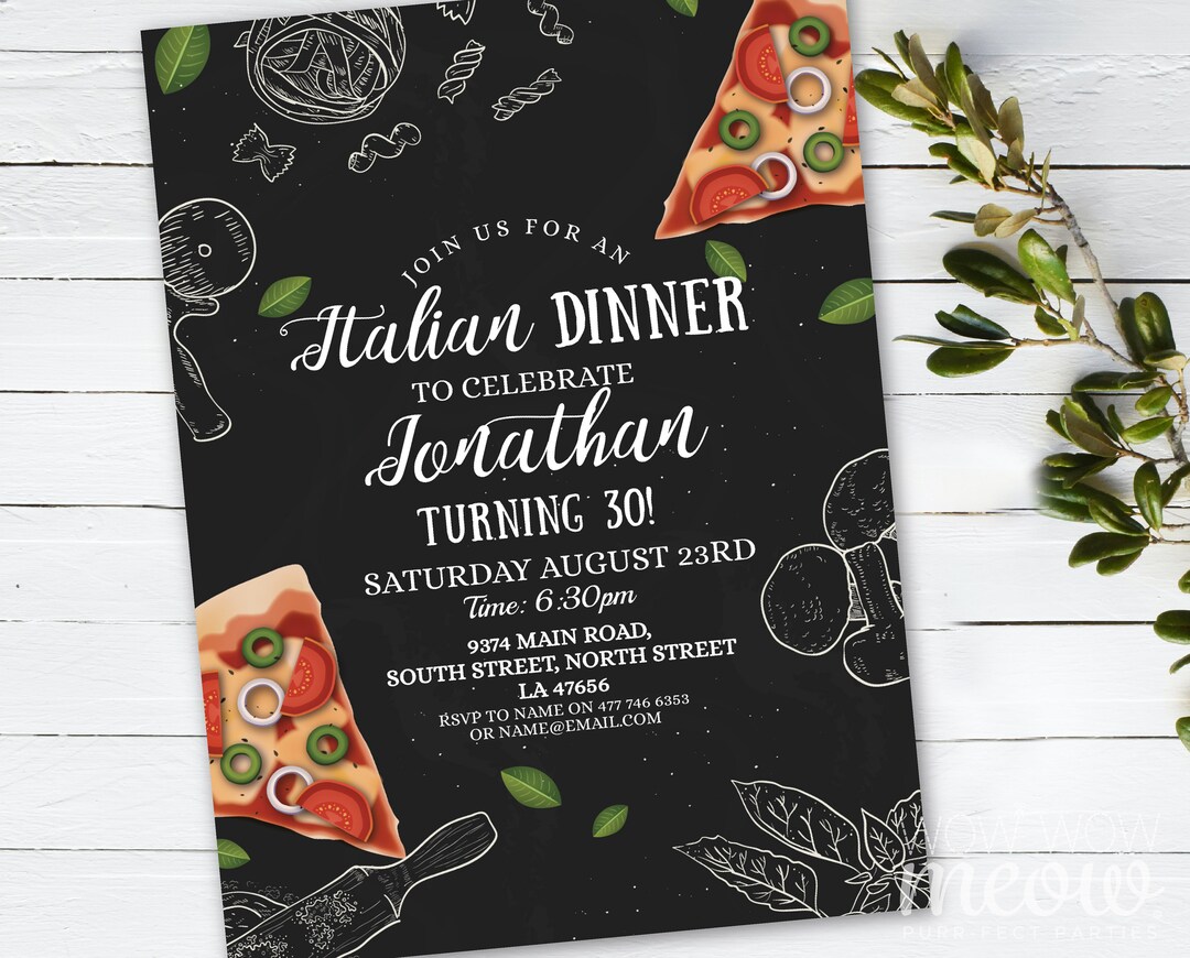 Italian Birthday Invitation Pizza INSTANT DOWNLOAD Surprise Invite ...