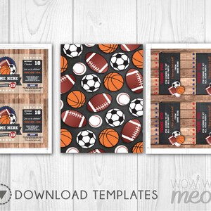 All Star Sports Party Birthday Invite Mixed Invitation INSTANT DOWNLOAD ...