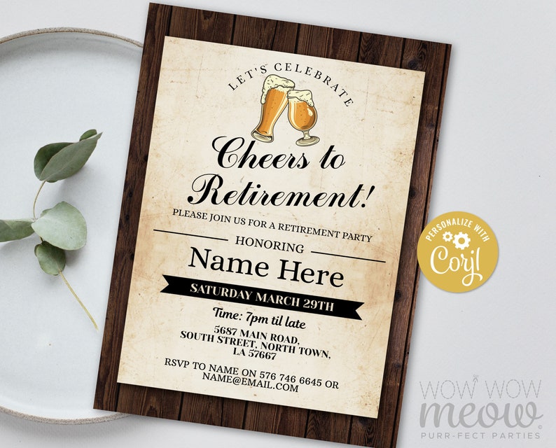 Cheers to Retirement Invitation Beers Retired Invite Letter | Etsy