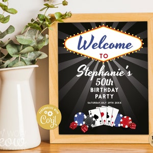 Birthday Las Vegas Editable Welcome Sign - Any Age - Party 16 X 20 ...