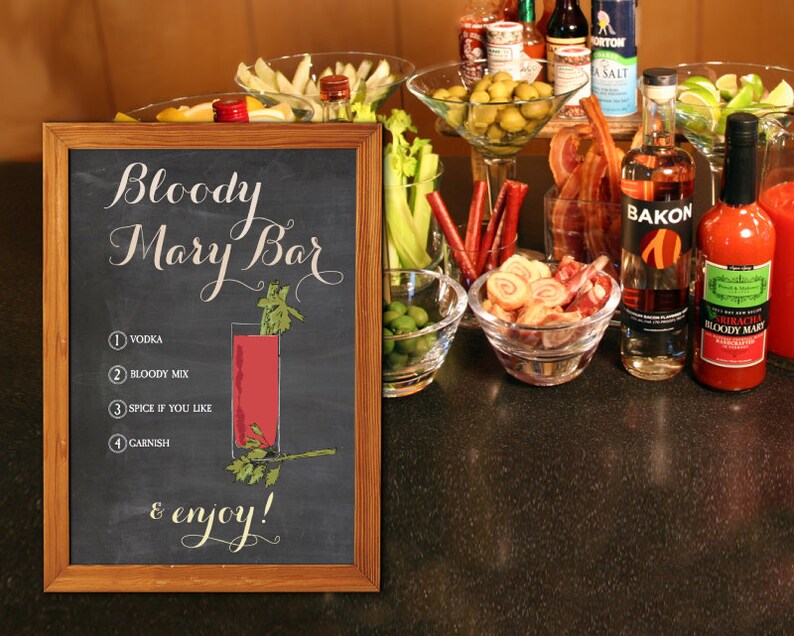 Bloody Mary Bar Sign Chalk Tags & Tents Signs Printables | Etsy