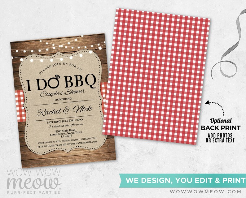 I Do BBQ Invitation Couples Shower Printable Engagement Invite - Etsy