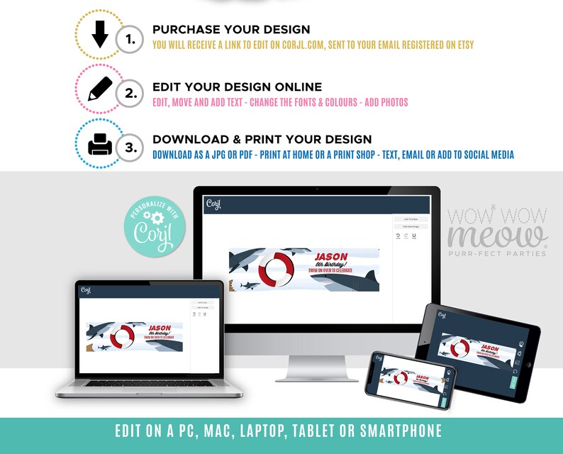 Shark Pool Party Water Bottle Labels Editable Birthday Party - Etsy