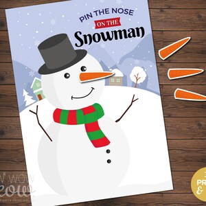 Pin the Nose on the Snowman Game Christmas Festive Printable INSTANT ...