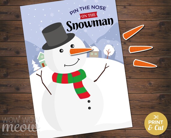 Pin the Nose on the Snowman Game Christmas Festive Printable | Etsy