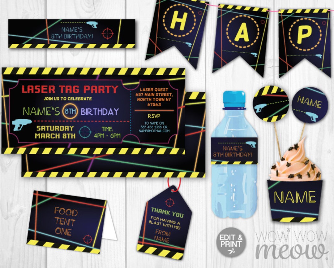 Laser Tag Party Package Invitations Birthday Tickets Invitations ...
