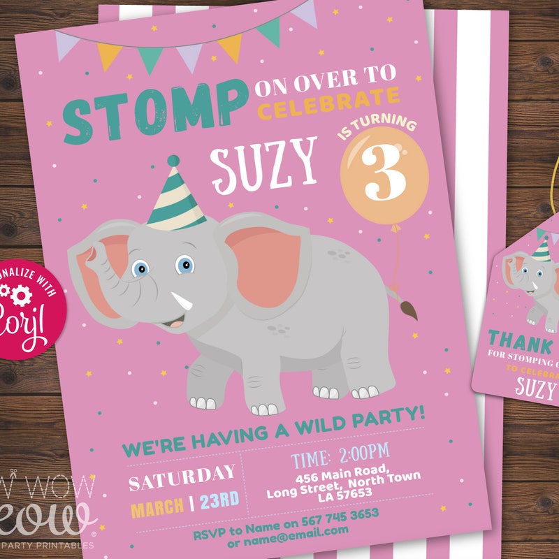 Elephant Invitation - Etsy