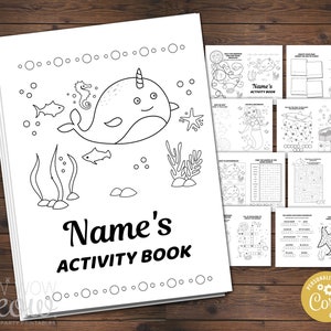 Activity Sheet Narwhal Puzzles Kids Mermaid Colouring Printable Under ...