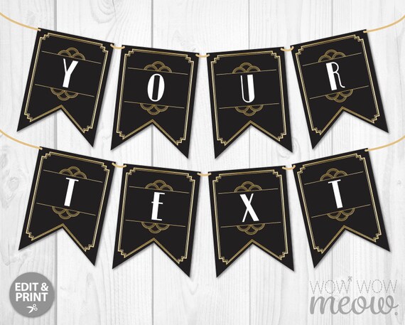 Art Deco 1920's Party Banner INSTANT DOWNLOAD Gatsby - Etsy