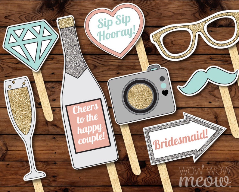 50 Photo Booth Props PRINTABLE Bridal Shower Bachelorette Party INSTANT ...