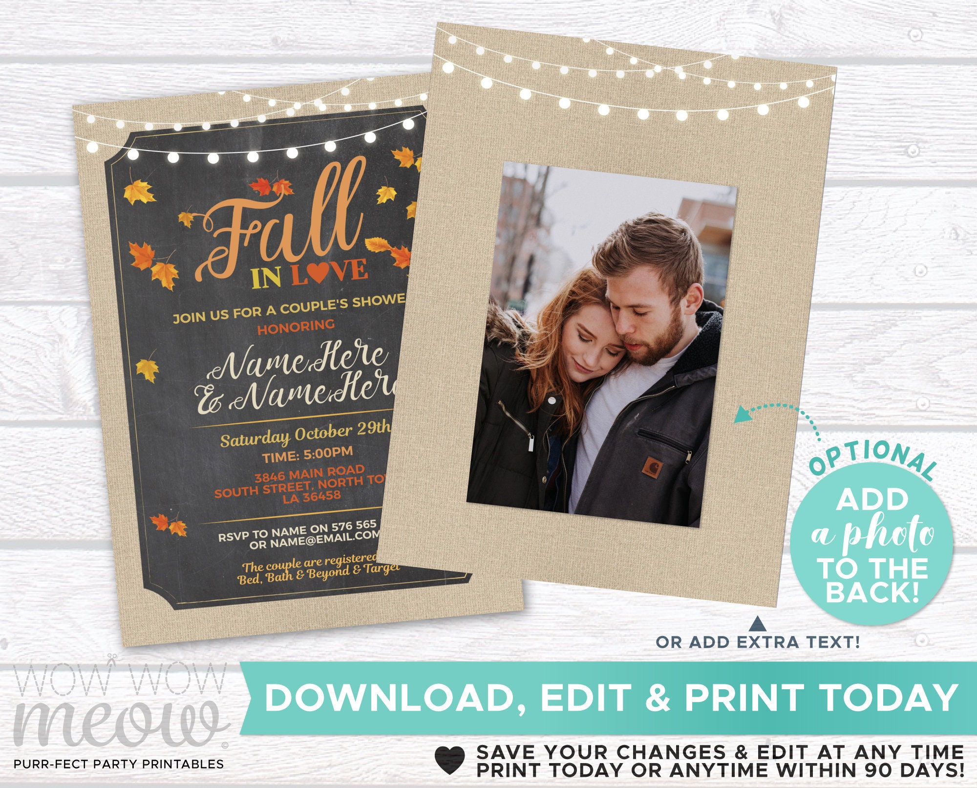 Fall in Love Invitations Engagement Party Couple's Shower Rustic ...