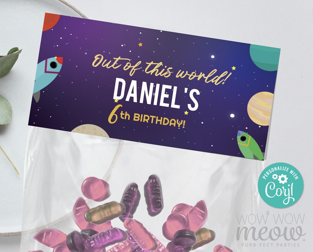 Space Rockets Treat Bag Headers Birthday Ship Astronaut Boys Girls ...