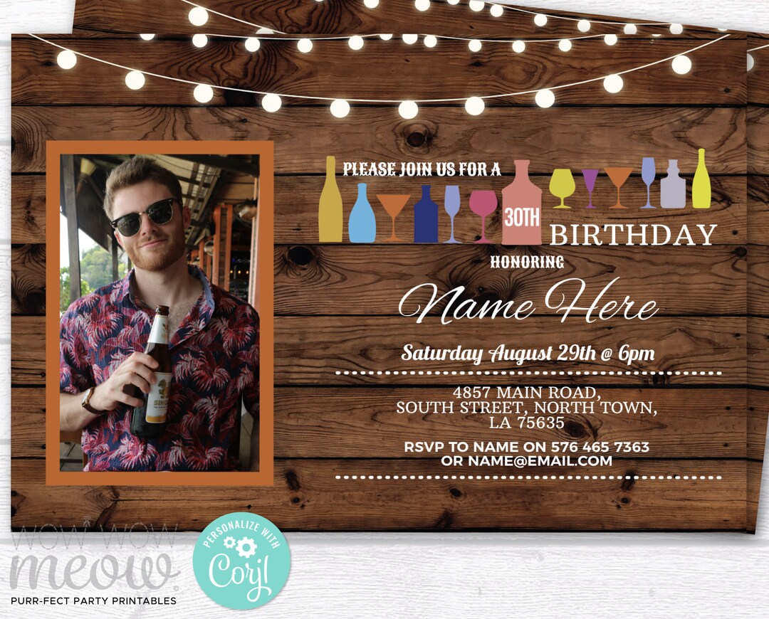 Surprise Party Invitation Birthday Photo Invite DOWNLOAD Womens Men ...