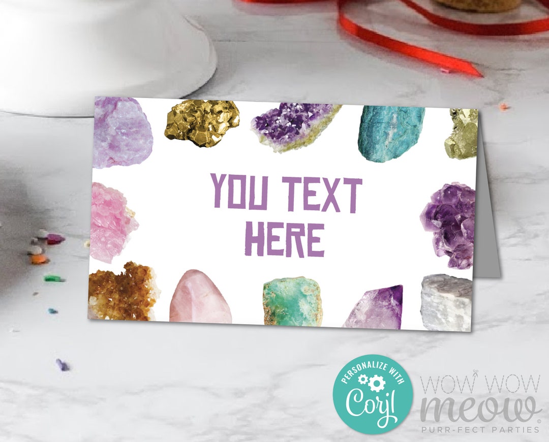 Geology Birthday Food Tent Labels Rocks Geode Gems Crystals Editable ...