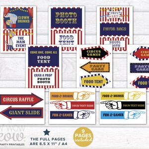 Circus Party Signs INSTANT DOWNLOAD Direction Arrow Signpost ...
