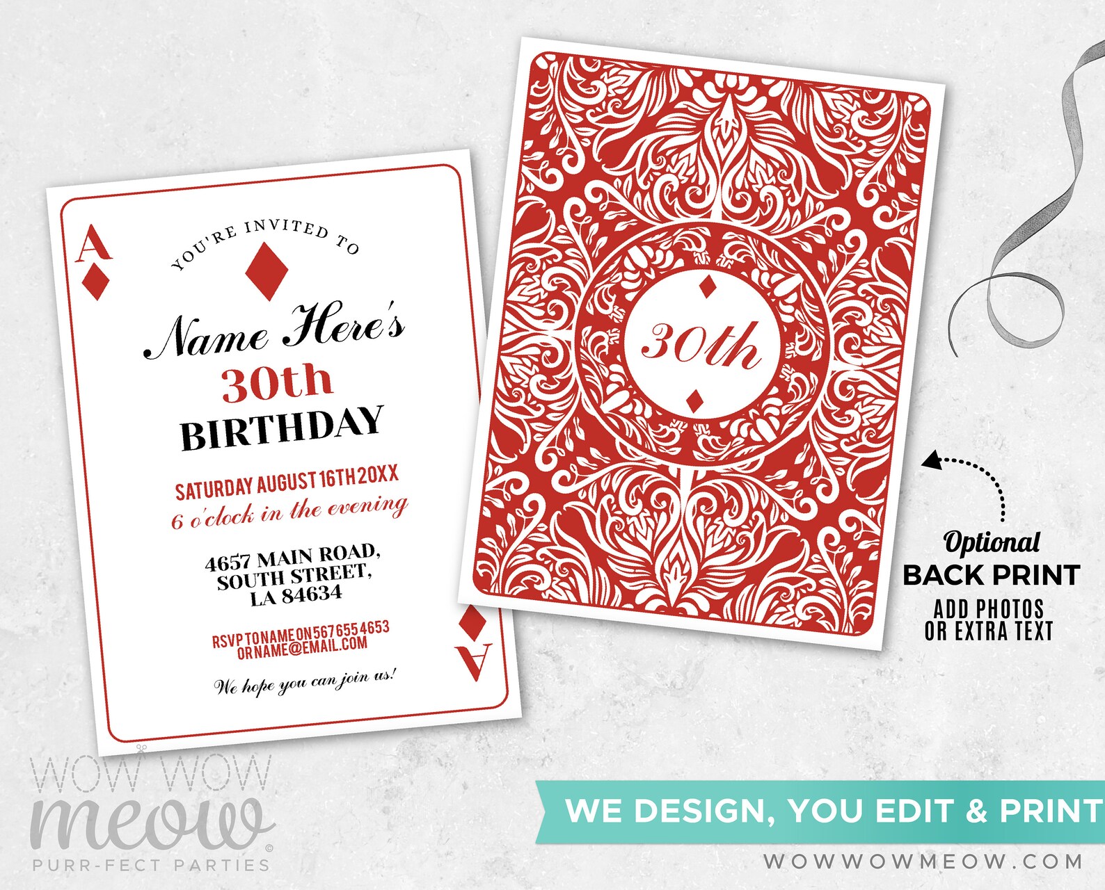 Playing Cards Birthday Invitation Any Age INSTANT DOWNLOAD - Etsy