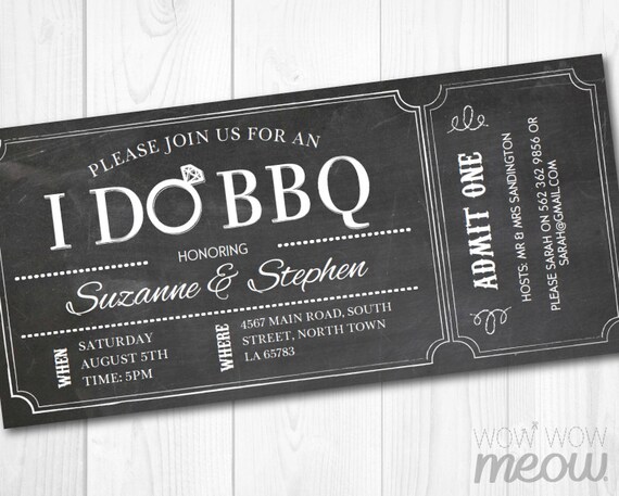 I Do BBQ Invite Engagement Party Invitation Train Ticket | Etsy