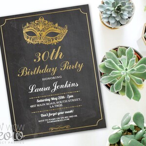 MASQUERADE Birthday Party Mask Masked Ball Invitation Any Age Invite ...