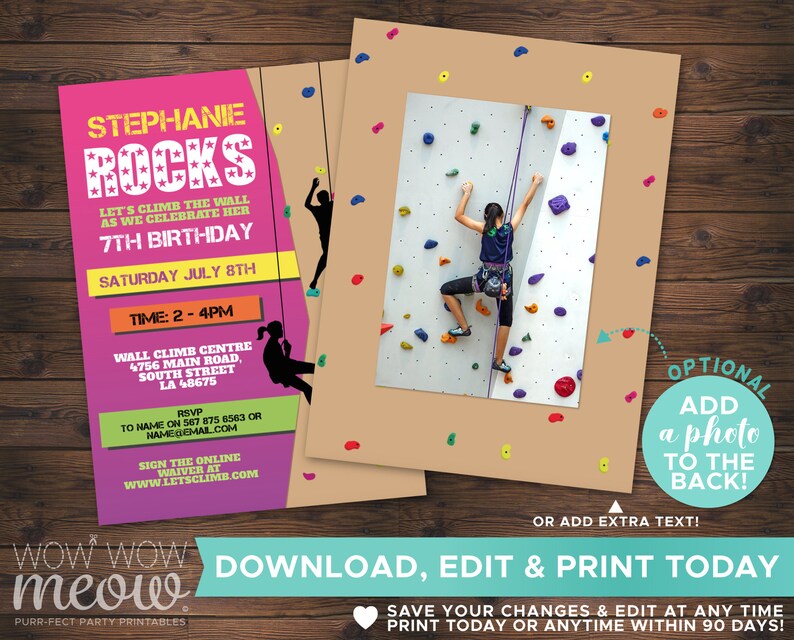 Rock Climbing Invitation Indoor Climbing Wall Invite Birthday | Etsy