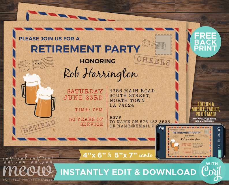 Retirement Invitation Retired Invite Envelope Postal Postcard - Etsy
