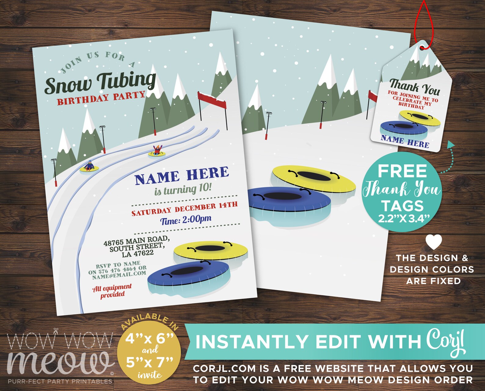 Snow Tubing Invitation Birthday Party INSTANT DOWNLOAD Tube | Etsy